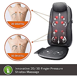 Snailax Back Massager with Heat, Shiatsu Massage Chair Pad for Back Pain, Rolling Kneading Massage Seat Cushion, Gifts for Women/Men, Stress Relax at Home Office