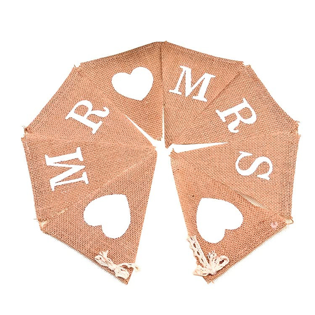 Dartsz MR & MRS Burlap Banner Heart Triangle Flags Pennant for Rustic Wedding Engagement Bridal Shower Party Decorations