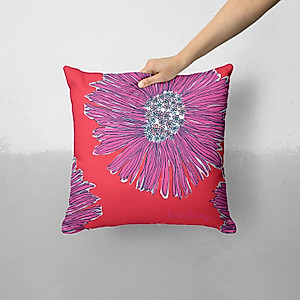 iiRov Artistic Purple & Coral Floral - Custom Decorative Home Decor Indoor or Outdoor Throw Pillow Cover for Sofa, Bed or Couch Cushion (Pillow CASE Cover ONLY)