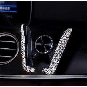 Bestbling Luxury Fashionable Convenient Bling Rhinestone Crystal Car Dash Air Vent Slip-On Adjustable Phone Holder for Easy View GPS Screen (Silver M Holder)