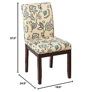 OSP Home Furnishings Dakota Upholstered Parsons Chair with Espresso Finish Wood Legs, Avignon Sky