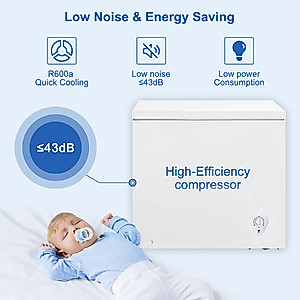 SMETA Deep Freezer Chest Freezer 7.0 Cubic Feet Freezers Chest 8 cu. ft Meat Freezer for Office, Home, Kitchen, Garage Ready Outdoor with Removable Basket Thermostat Control for Apartment Dorm, White