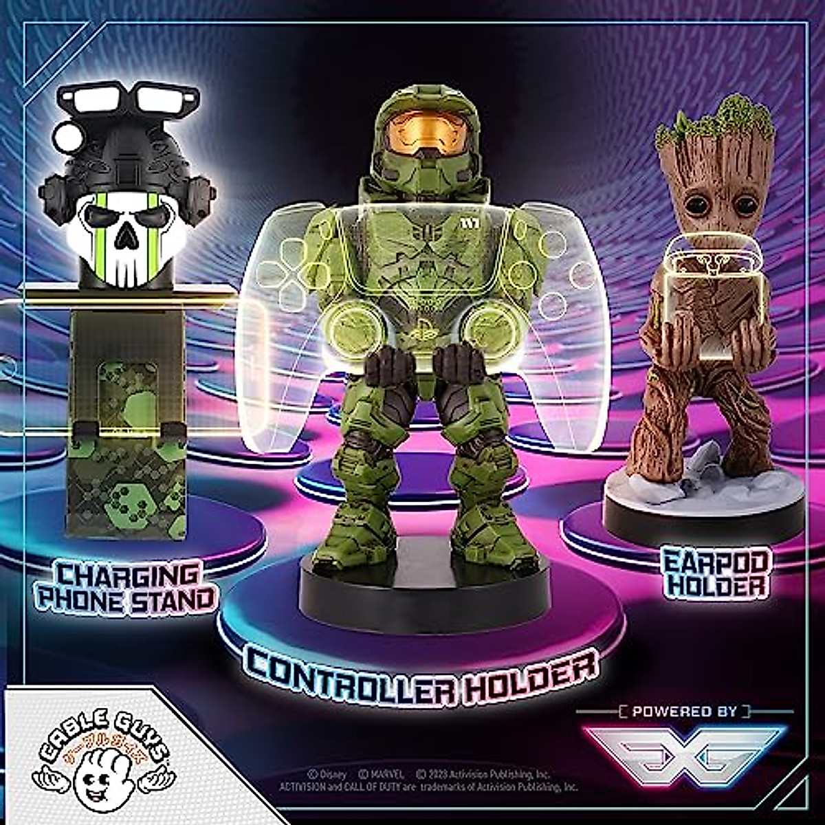 Cable Guys - Halo Figures Master Chief Infinite Gaming Accessories Holder & Phone Holder for Most Controller (Xbox, Play Station, Nintendo Switch)