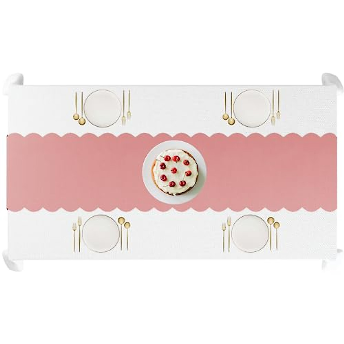 Swanoo Scallop Table Runner - Washable Polyester Fabric- Party Table Decoration- 2 Pack 14x104 inch - Coral