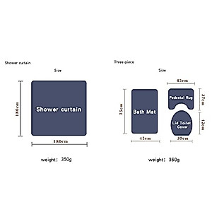 Jlong Merry Christmas Shower Curtain Sets for Bathroom, 4Pcs Xmas Elk Snowman Bell Shower Curtain Non-Slip Bathroom Rugs Lid Toilet Cover Bath Mat and 12 Hooks, Durable Waterproof Bathroom Set Decor