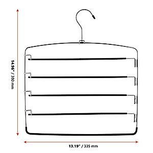SINJEUN 8 Pack Pants Hangers Slacks Hangers Space Saving Hangers 5 Layers Pants Hangers, Swing-Arm Pants Hanger Plastic Dip Coating Space Saver Hangers for Trousers Jeans Towels Black