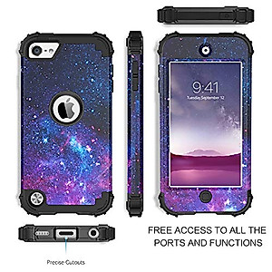 BENTOBEN iPod Touch 7th Generation Case, iPod Touch 6th/5th Case, 3 in 1 Hybrid Hard PC Soft Rubber Heavy Duty Rugged Bumper Shockproof Phone Cover for iPod Touch 7th/6th/5th Generation, Purple