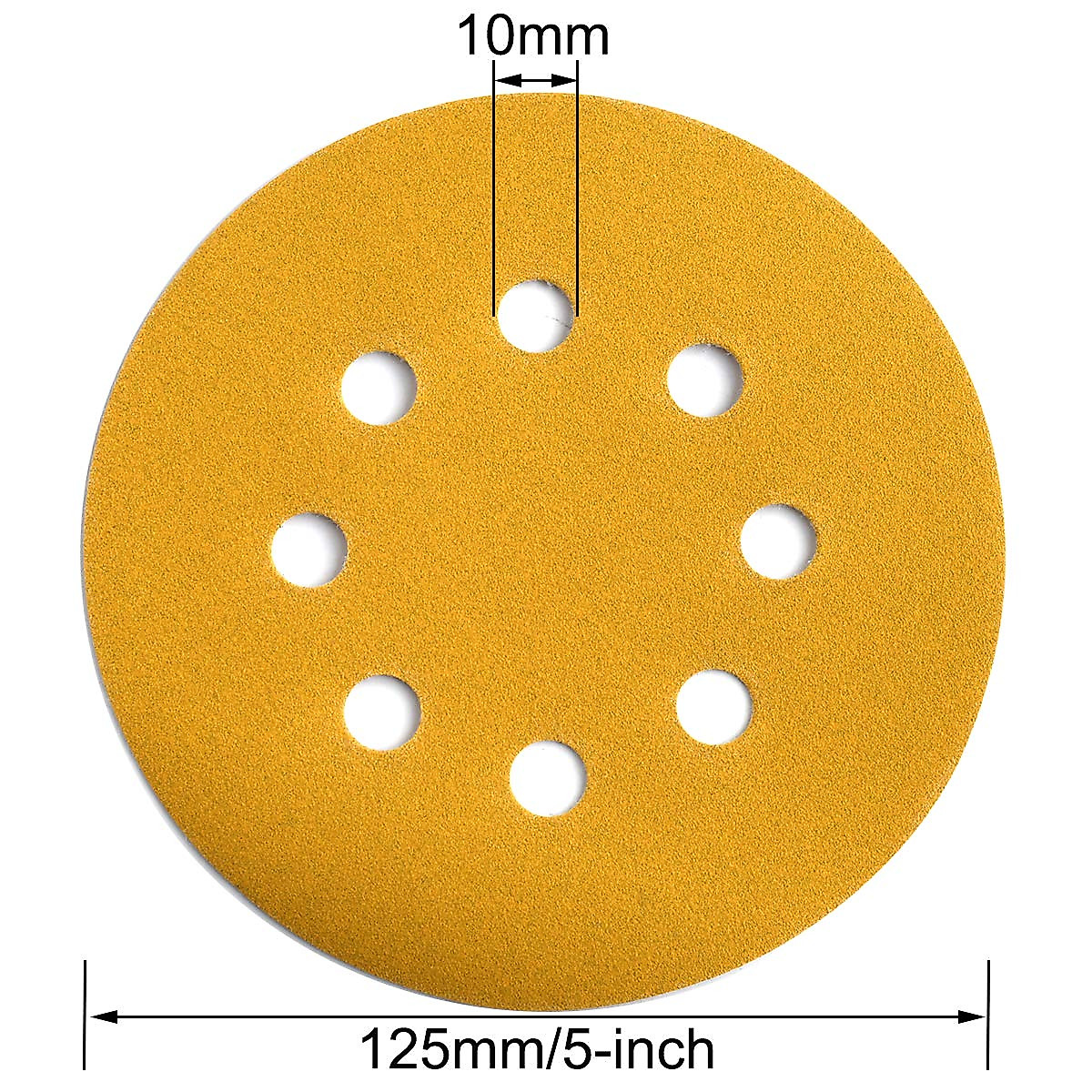 Aiyard 5-Inch 8-Hole Hook and Loop Sanding Discs 220-Grit Random Orbit Sandpaper, 100-Pack