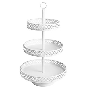 Weharnar Cupcake Stand - 3 Tier Metal Cupcake Tower - Dessert Table Display Set Round Cake Holder Tiered Serving Tray for Cup Cakes Desserts Fruits Candy Cookie Buffet, White