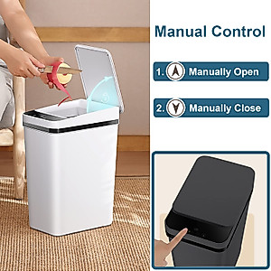 LALASTAR Automatic Trash Can, Small Bathroom Trash Can with Lid, Slim Touchless Garbage Can, Narrow Motion Sensor Trashcan, Smart Plastic Trash Bin for Bathroom, Bedroom, Kitchen, Black, 2.5 Gallon