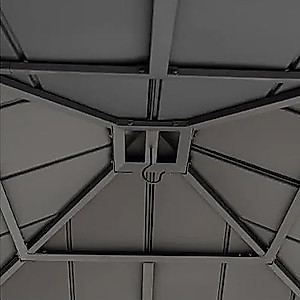 Sunjoy Hildreth 11 x 13 Foot Screened Gazebo Canopy Outdoor Pergola Tent with Steel Roof and Aluminum Posts for Backyard Patio Shade, Black