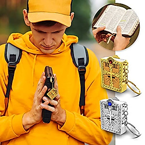 Prasacco 12 Pcs Bible Keychains, Mini Bible Miniature Holy Bible Jesus Keychain Religious Keyrings Gifts