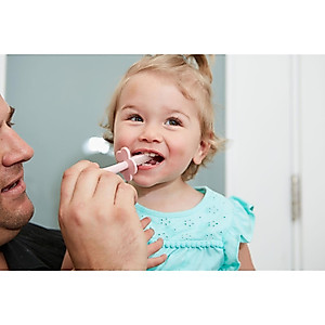 grabease Baby & Toddler Double-Sided Finger Toothbrush for Bath - BPA-Free & Phthalate-Free - 12 Months & Up, Blush, 1 Pack - Toddler Toothbrush - Baby Brush