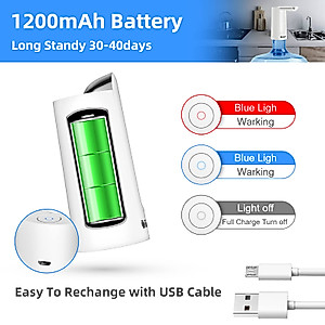 Tulevik Water Bottle Dispenser 5 Gallon, Foldable Water Pump, Automatic Water Pump Universal 2-5 Gallon Bottle, Portable Water Dispenser Pump for Camping Kitchen (White)