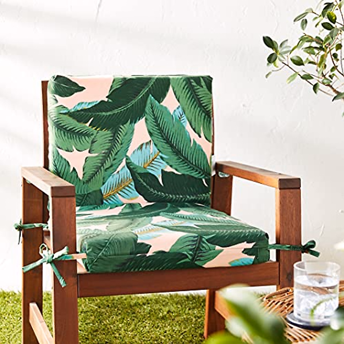 Pillow Perfect Outdoor/Indoor Swaying Palms Capri Square Corner Chair Cushion, 1 Count (Pack of 1), Green