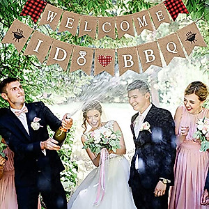 2 Pcs Burlap Welcome I DO BBQ Sign Banners Garland Bachelorette Party Picnic Wedding Engagement Bridal Shower Decoration Bride to Be Sign, Better Be Quick(BBQ) Photo Backdrop Supplies