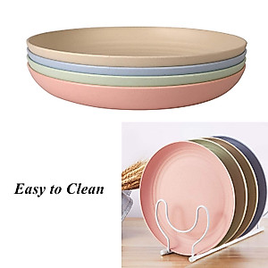 CAMBUY Wheat Straw Plates Lightweight Unbreakable Dinner Dishes Plates Set Dishwasher & Microwave Safe (Extra Large 4 Pack 10')