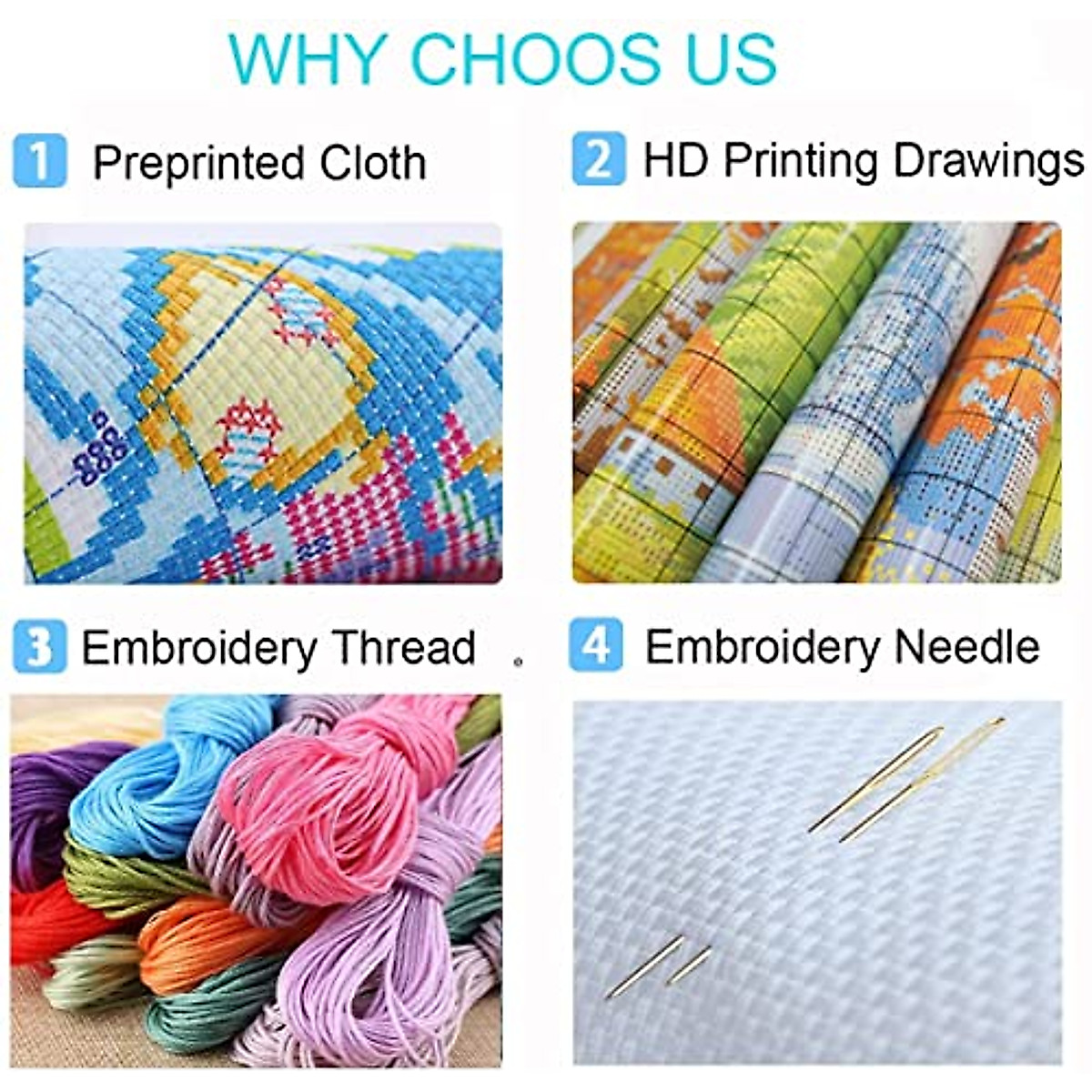 Stamped Cross Stitch Kits, Mushroom Needlepoint Butterfly Counted Cross Stitch Kits for Adults Beginners,Full Range of Cross-Stitch Stamped Kits Needlecrafts for Home Wall Decor Cross Stitch Patterns