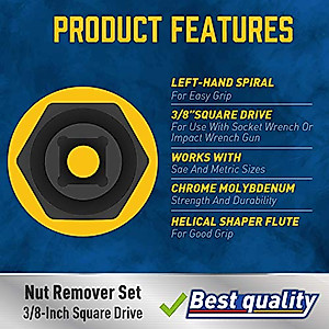 Amartisan Impact Bolt Extractor Tool, 13PC Bolt Nut Removal Extractor Socket Tool Set