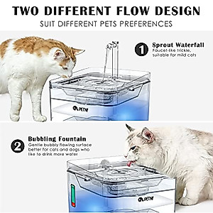 Cat Water Fountain,2021 Upgraded Pet Water Fountain 101oz/3L Dog Cat Water Dispenser, Smart Pump with LED Light,Ultra Quiet Automatic Cat Drinking Fountains with 2 Filters,3 Water Flow Settings