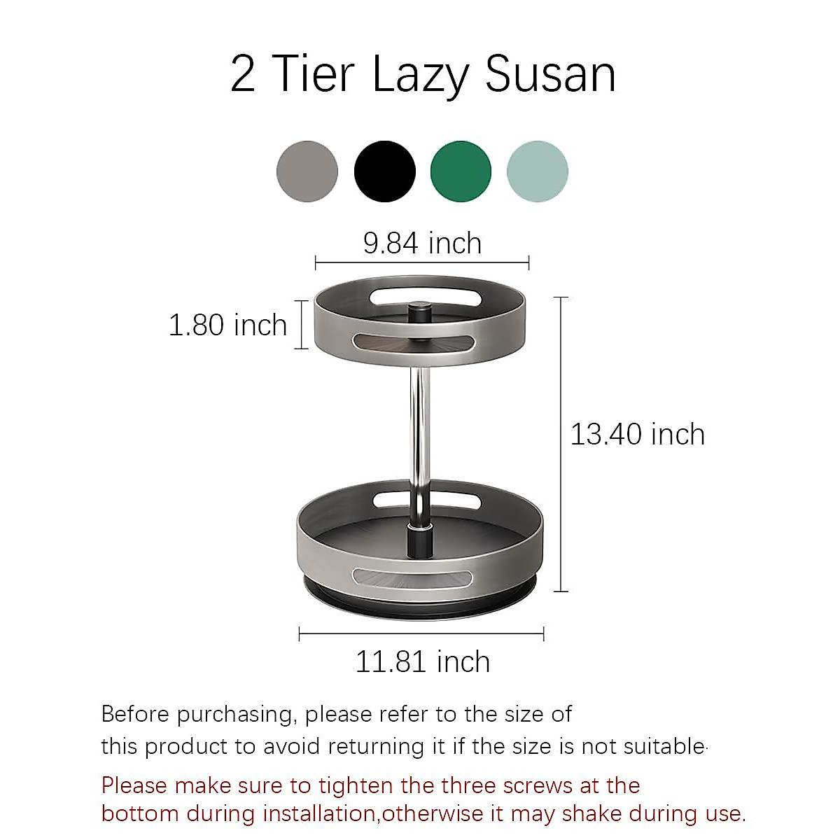 2 Tier Lazy Susan Organizer for Kitchen,Turntable for Cabinet,Turntable Organizer for Cabinet Pantry Table Organization