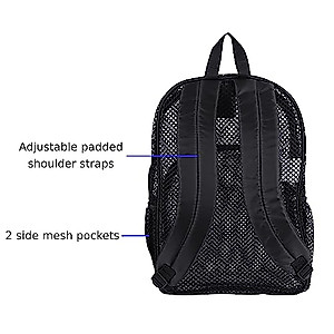 Eastsport Mesh Backpack With Adjustable Padded Shoulder Straps, Black