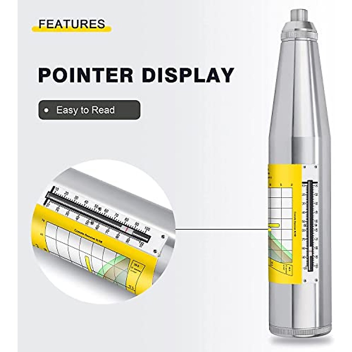 CGOLDENWALL Concrete Rebound Hammer Tester Resiliometer Test Meter Tool within The scope of 1450.38psi-8702.26psi (10-60Mpa) ZC3-A with English Label and Calibration Certificated (Old or New Panel)