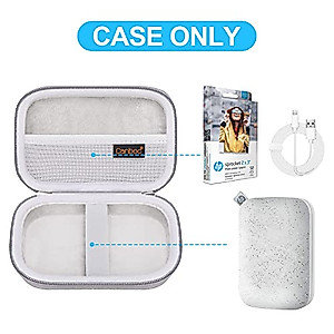 Canboc Hard Case for HP Sprocket Portable 2x3 Instant Photo Printer (Luna Pearl Case), Mesh Pocket fits Zink Photo Paper, Cable, Grey