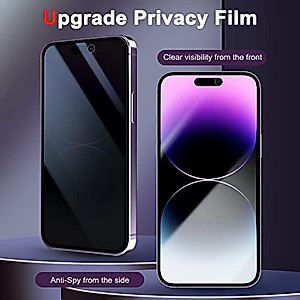 YMHML 2 Pack iPhone 14 Pro Privacy Screen Protector + 2 Pack iPhone 14 Pro Camera Lens Protector, Anti Spy Tempered Glass Privacy Screen for iPhone 14 Pro (6.1 Inch), Bubble Free Easy Installation