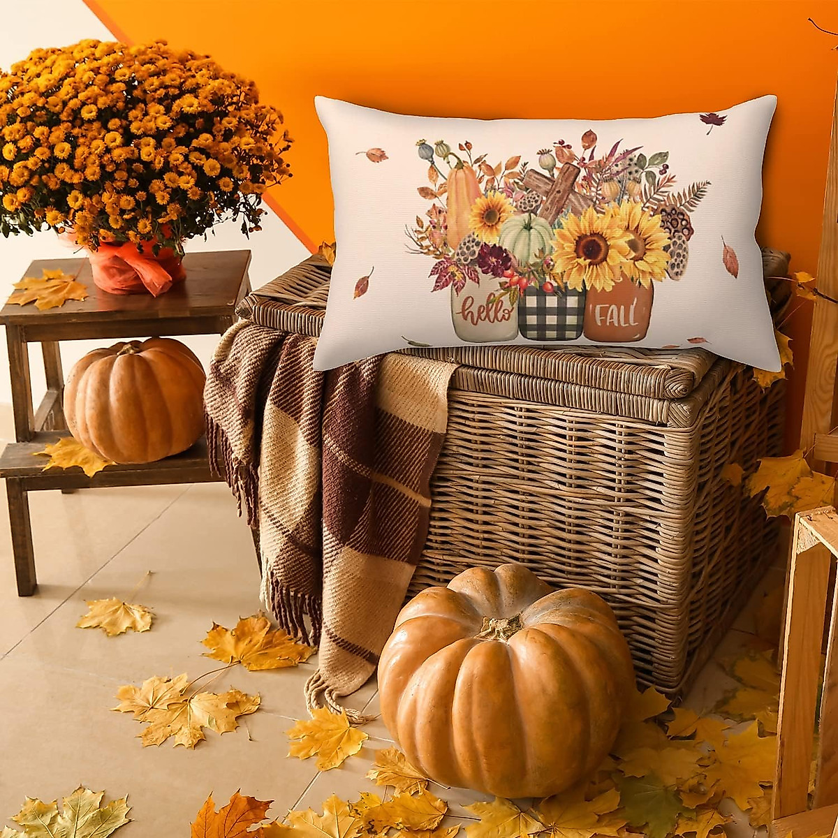 HMLIQRRY Fall Pillow Covers 12x20 Autumn Lumbar Pillow Covers Seasonal Fall Decor Pumpkin Thanksgiving Decorative Pillow Case for Couch