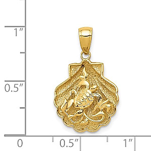 IceCarats 14K Yellow Gold Sea Turtle Shell Necklace Charm Pendant Only
