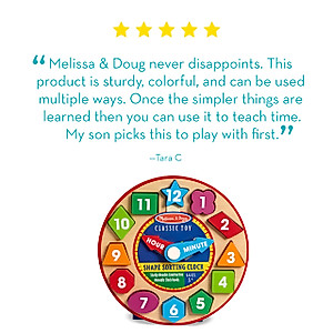 Melissa & Doug Shape Sorting Clock - Wooden Educational Toy