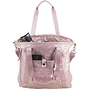 BODHI Township Tote with Removable Zipper Wristlet and Adjustable Crossbody Strap-Pink Geo