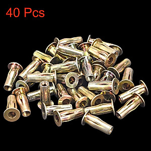 uxcell Multi-Grip Rivet-Nut, M5 Pre-Bulbed Shank Carbon Steel Color-Zinc-Plated Flat Head Threaded Insert Nut 40Pcs