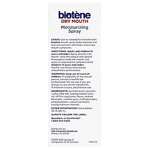 biotène Moisturizing Dry Mouth Spray, Moisturizing Spray for Dry Mouth and Bad Breath, Gentle Mint - 1.5 Fl Oz
