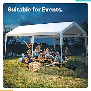 ADVANCE OUTDOOR Adjustable 10x20 ft Heavy Duty Carport Car Canopy Garage Boat Shelter Party Tent, Adjustable Height from 9.5 ft to 11 ft, White