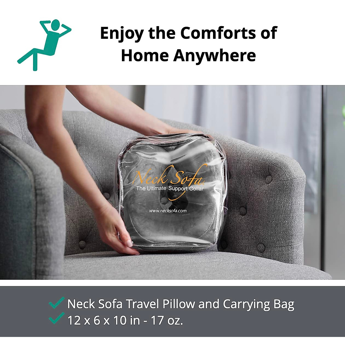 Chiropractic Neck Support Pillow - Cervical Collar - Neck Pain - Lower Back Lumbar Support - Memory Foam Travel Pillow - Grey