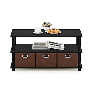 FURINNO Turn-N-Tube Coffee Table, 31.22D x 15.5W x 15.8H in, Black Oak/Black/Brown
