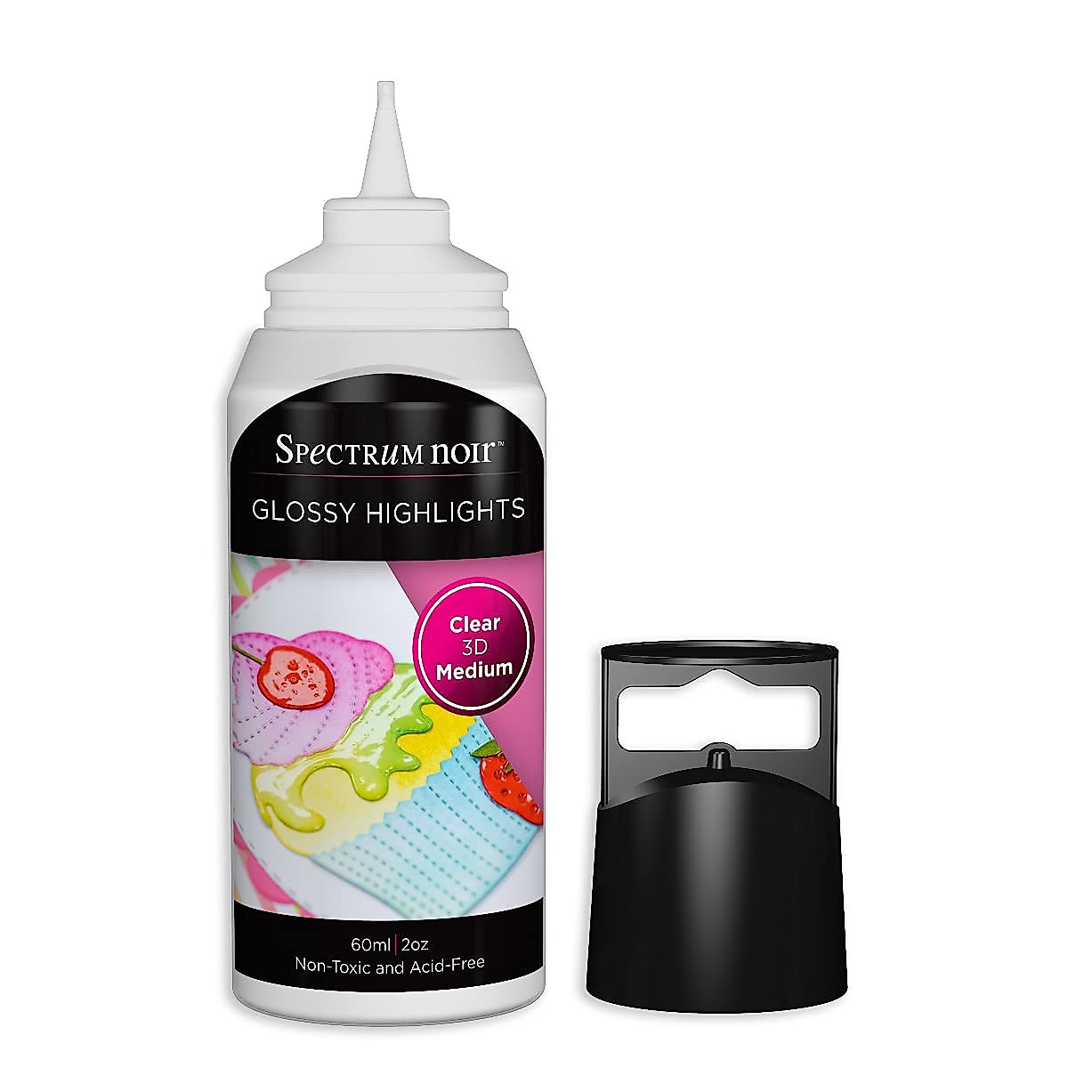 Spectrum Noir SN-GLHI-CL60 Glossy Highlights Clear 3D Medium-Dries to A Hard, Protective Finish-60ml Bottle