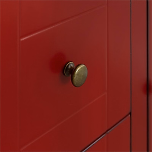 Walker Edison Charlotte Classic Glass Door Storage Buffet, 52 Inch, Red