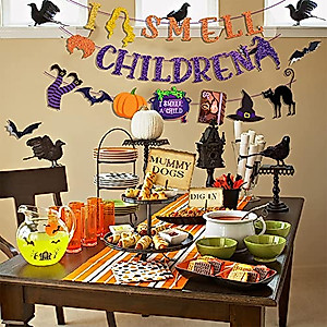 Hocus Pocus Glitter Banner Hocus Pocus Decorations Halloween Witch party Decorations Hocus pocus party decorations I smell Children Banner for Hocus Pocus Party Supplies(Two L is overlap)