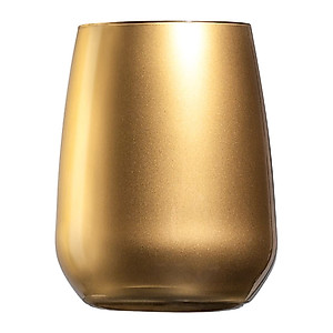 Barski Tumbler Glass - Double Old Fashioned - Set of 6 Glasses - Gold DOF Rock tumblers - Stemless Crystal Glass For Whiskey - Bourbon - Beverage - Drinking Glasses - 13 oz. - Made in Europe