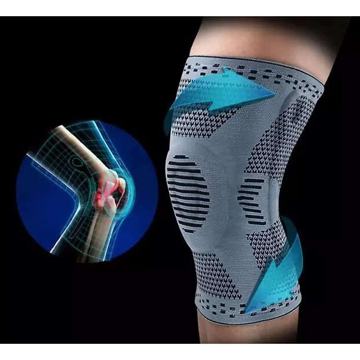 Knee Braces for Knee Pain, Compression Knee Brace with Stablalizers - Knee Support Brace for Hiking & Sport, Knee Brace for Arthritis, Running, Workout, Knee Injury Suitable for Men & Women (Large)