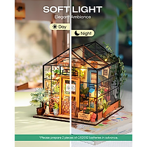 Rolife DIY Miniature House Kit-Mini Diorama 1/18 Greenhouse Model Building Kit with LED, Crafts for Adults Hobby Christmas Birthday Gift for Boys Girls Mom Home Decor (Cathy's Flower House)