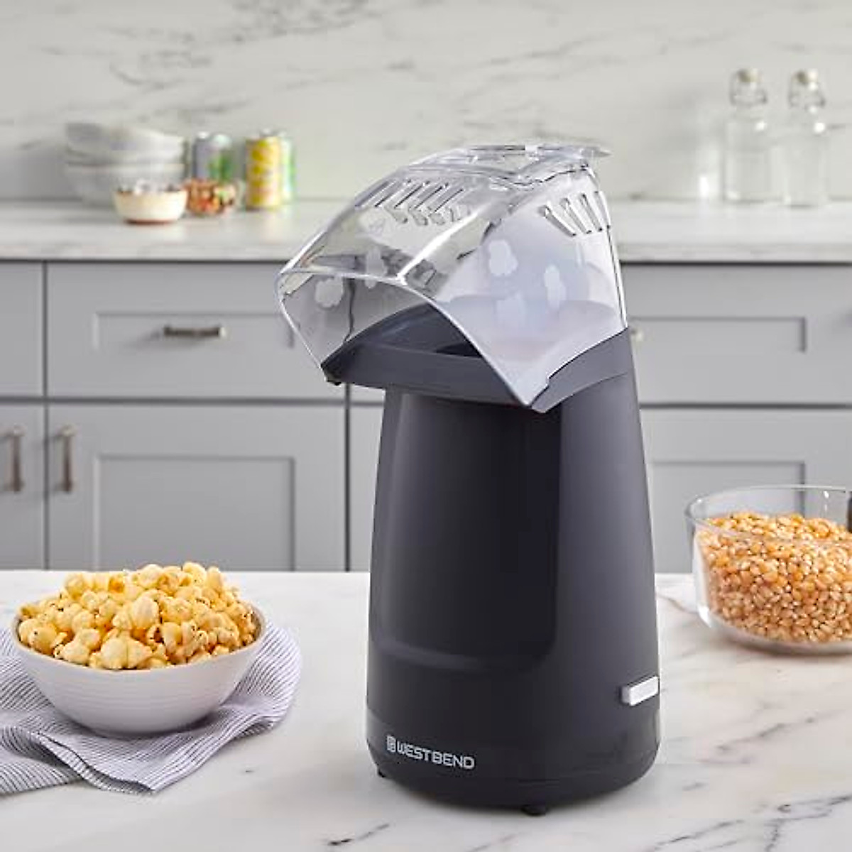 West Bend Air Crazy Popcorn Machine for Healthy Snacking with No Oil, 4-Quart, Black