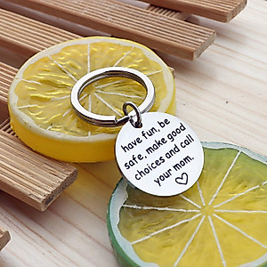 XYBAGS New Driver Keychain Gift, Have Fun, Be Safe, Make Good Choices and Call Your Mom, Daughter Son Graduation Key Ring Gifts