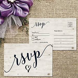 Antgiftshop 50 RSVP Postcards, RSVP Cards, Rustic Blank Response Cards for Wedding, Birthday, Bridal Shower, Baby Shower Party, 4x6 Inches
