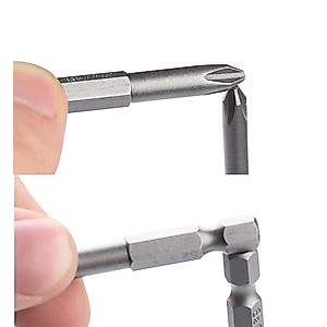 aiyun 18 Piece Slotted Phillips Screwdriver Bit Set, 1/4 Inch Hex Shank S2 Steel Magnetic 2Inch Long Drill Bit Set with Storage Box (Slotted Phillips)