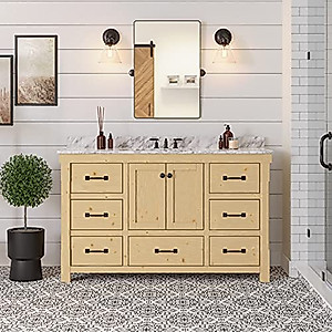 Kitchen Bath Collection Tuscany 60-inch Single Bathroom Vanity (Carrara/Driftwood): Includes Driftwood Cabinet with Authentic Italian Carrara Marble Countertop and White Ceramic Sink