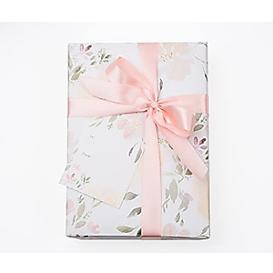 Itsy Belle Studio Wedding Wrapping Paper and ribbon set with tags - Flower wrapping paper sheets, Baby Shower wrapping paper birthday girl, Bridal Shower Wrapping Paper, Floral Wrapping Paper kit Qty: 3 - 27” x 39” baby wrapping paper sheets + 3 Meters of